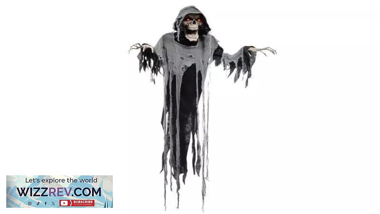 Animated Hanging Grim Reaper Skeleton Halloween Prop Haunted Graveyard ...