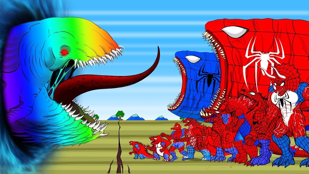 Team BLOOP RAINBOW RADIATION vs RED SPIDERMAN GODZILLA & KONG, BLOOP ...