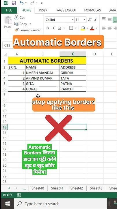 Automatic Borders In Excel Shorts Excel Exceltips Exceltutorial Exceltrick Msexcel
