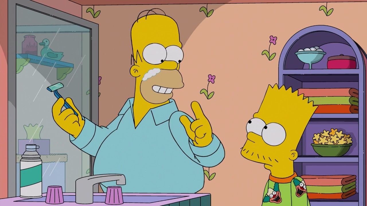Homer teaches Bart to shave|Гомер учит Барта бриться ))))) - YouTube