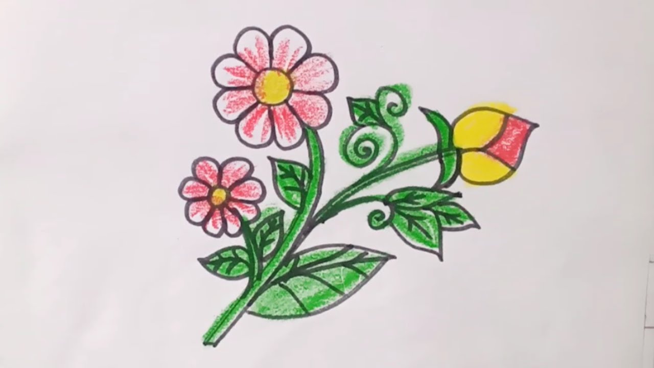 Easy flower drawing and coloring || flower drawing - YouTube
