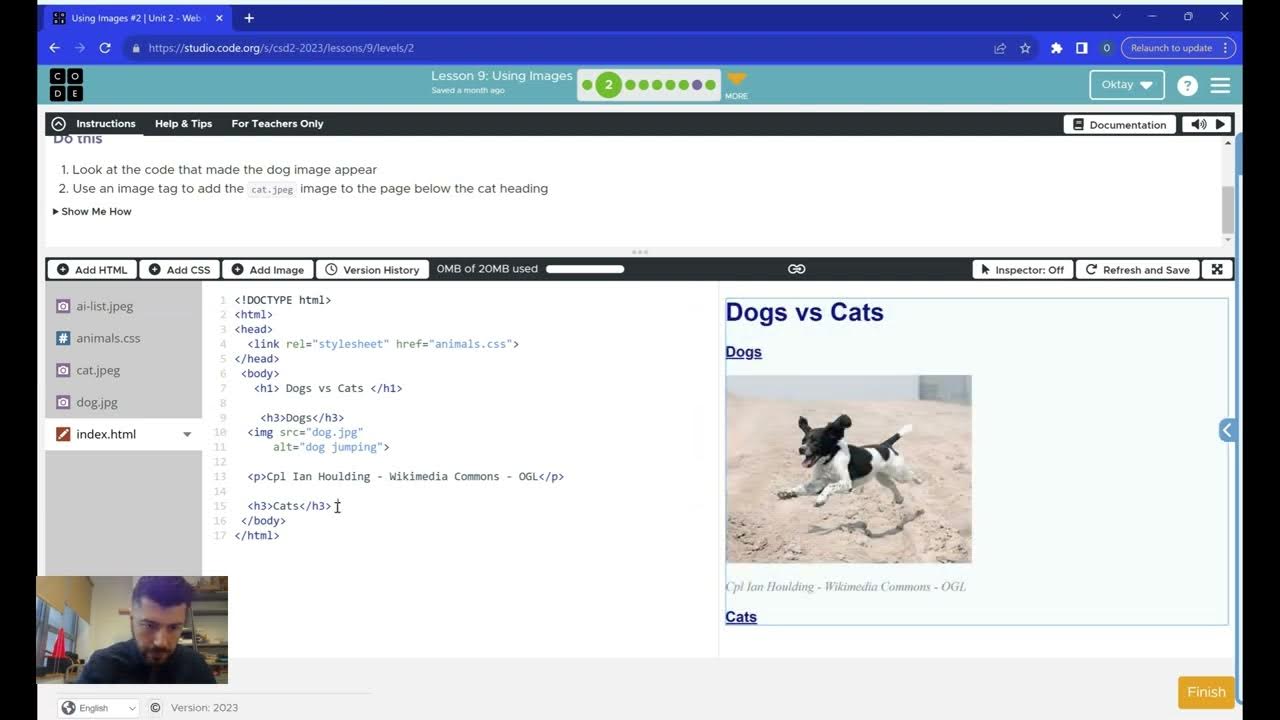 Unit 2: Lesson 9 -Activity 2 - Using Image I Web Development ('23-'24) - Code.org - YouTube