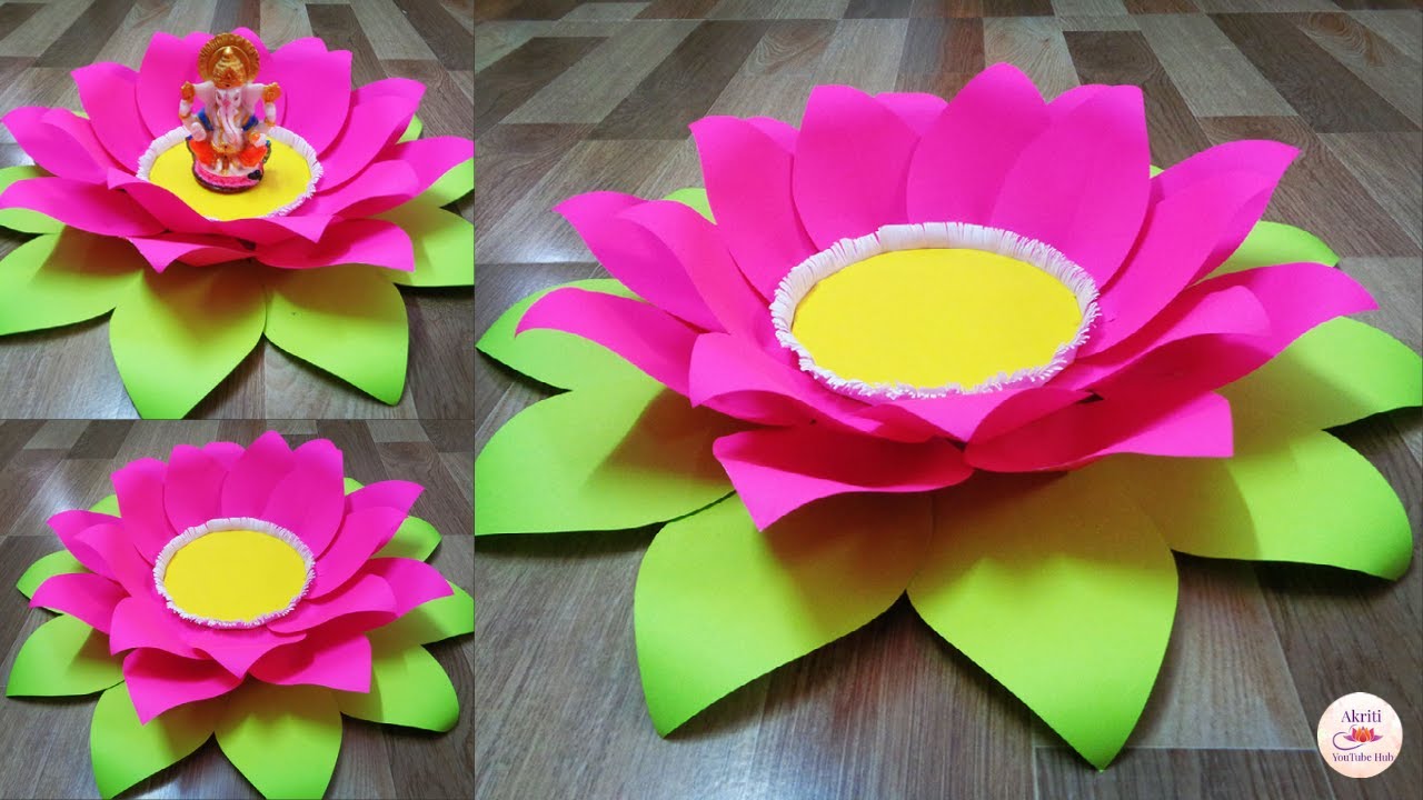 How To Make Lotus Aasan For God Goddess DIY Paper Lotus For Varalakshmi how-to-make-lotus-aasan-for-god-goddess-diy-paper-lotus-for-varalakshmi