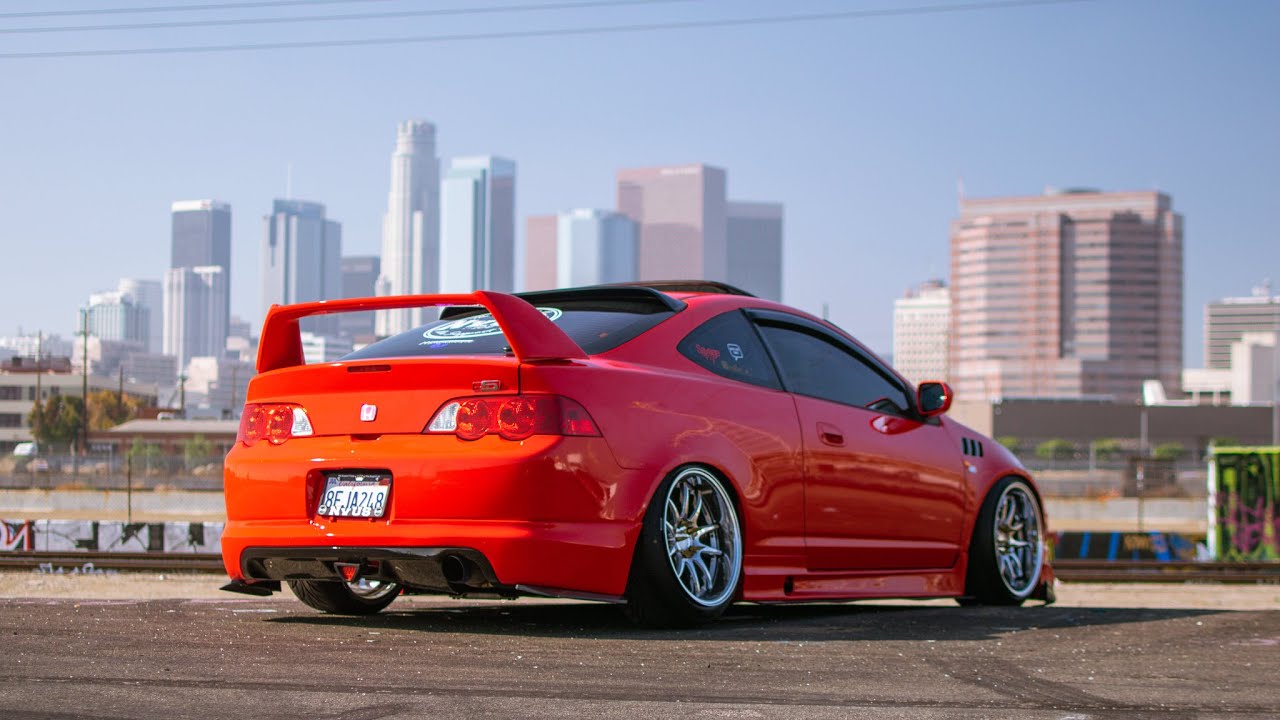 Roaming Downtown Los Angeles with a Bagged Acura RSX Type-S - YouTube
