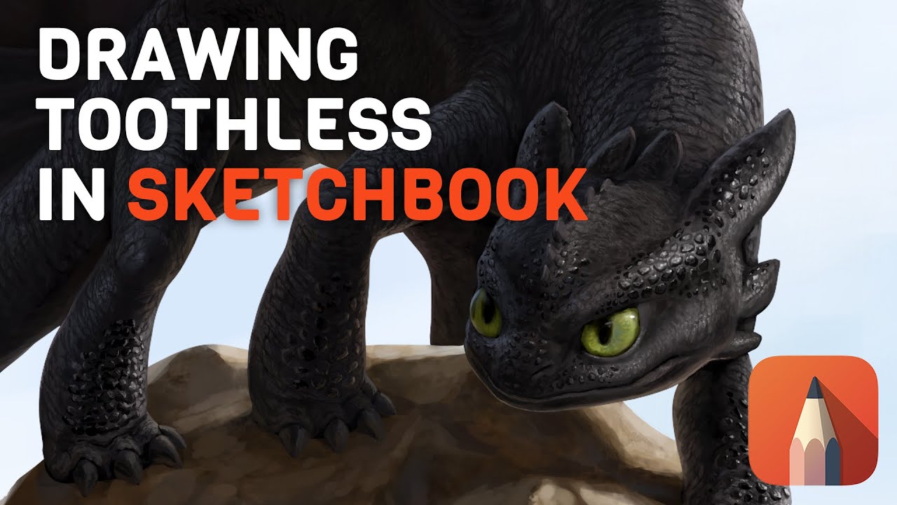 Drawing Toothless in Sketchbook for iPad & Sketchbook Pro - YouTube