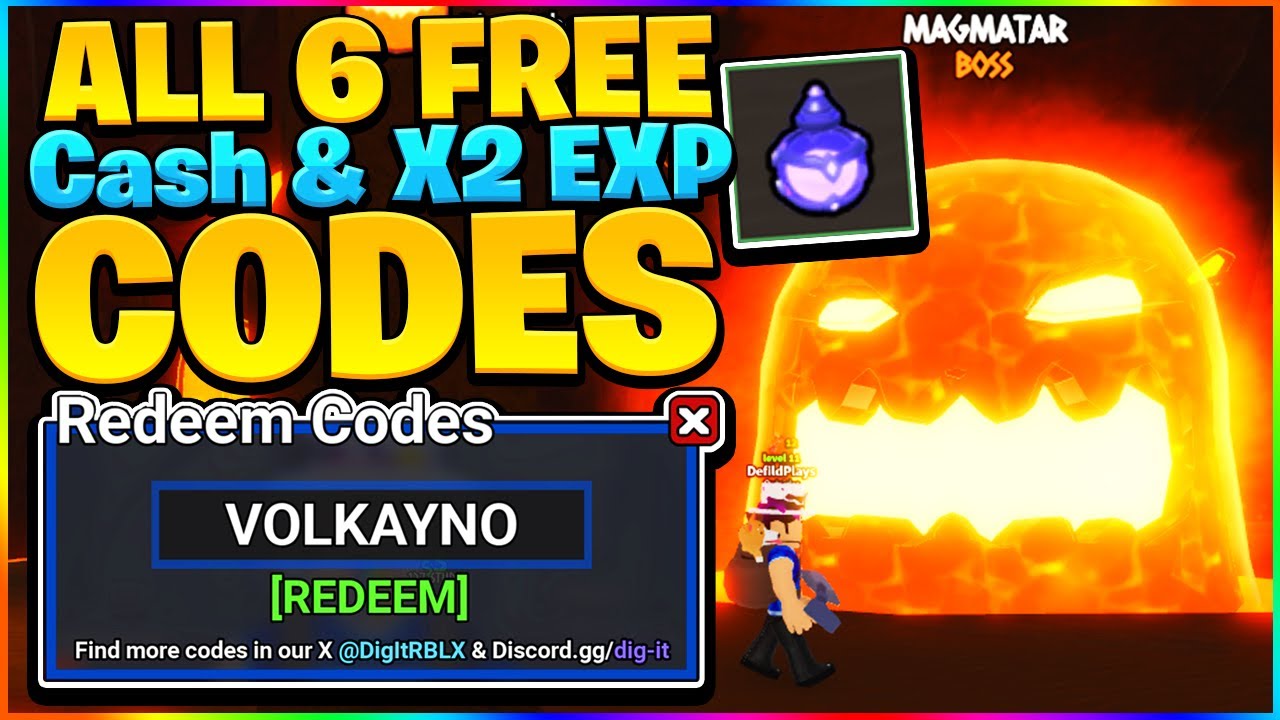 ALL 6 Roblox DIG IT FREE Cash & X2 EXP codes - YouTube