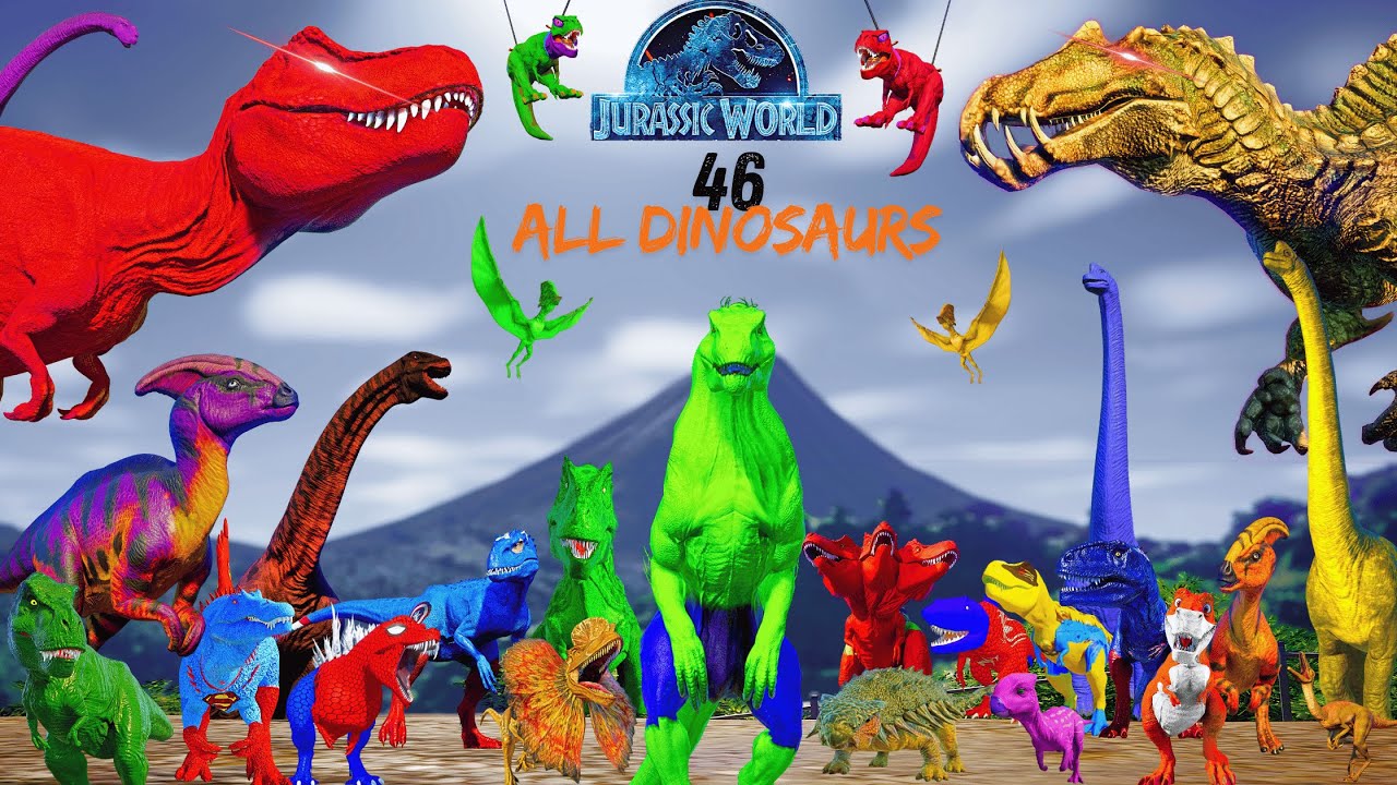 THE BEST ALL 46 DINOSAURS - JURASSIC WORLD EVOLUTION - YouTube