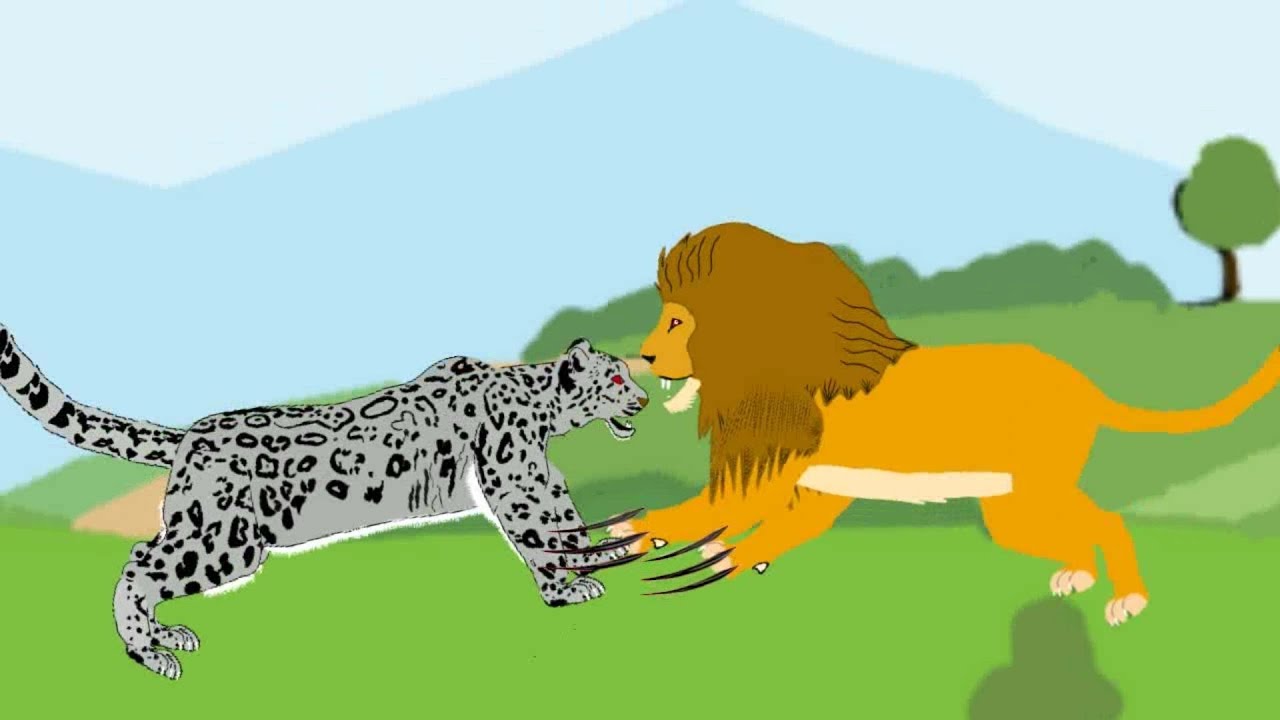 lion vs snow leopard animation–all animation #drawingcartoons2 #dc2 # ...