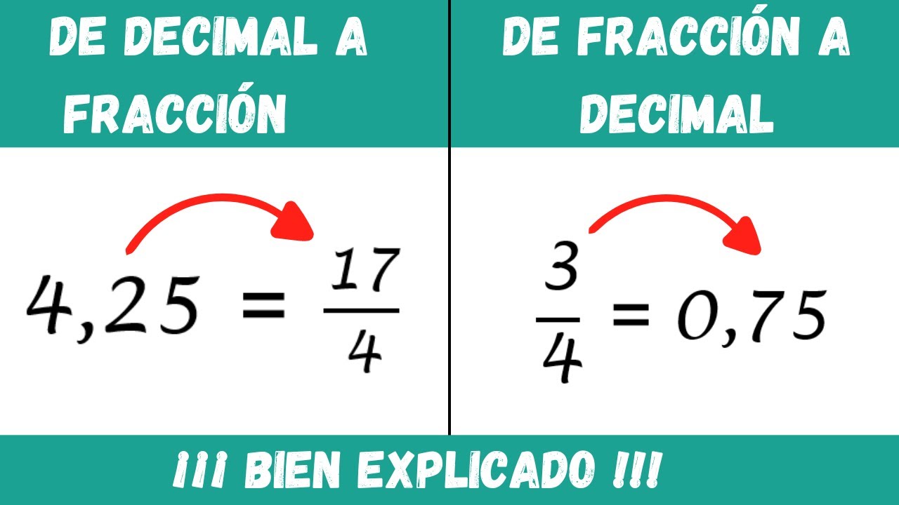 De decimal a fracción y de facción a decimal // paso a paso - YouTube