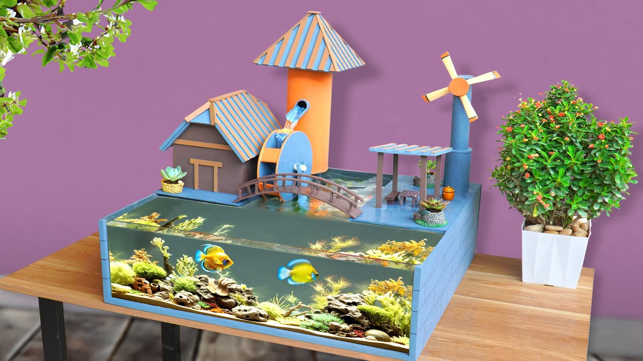 Beautiful miniature countryside fish tank - YouTube