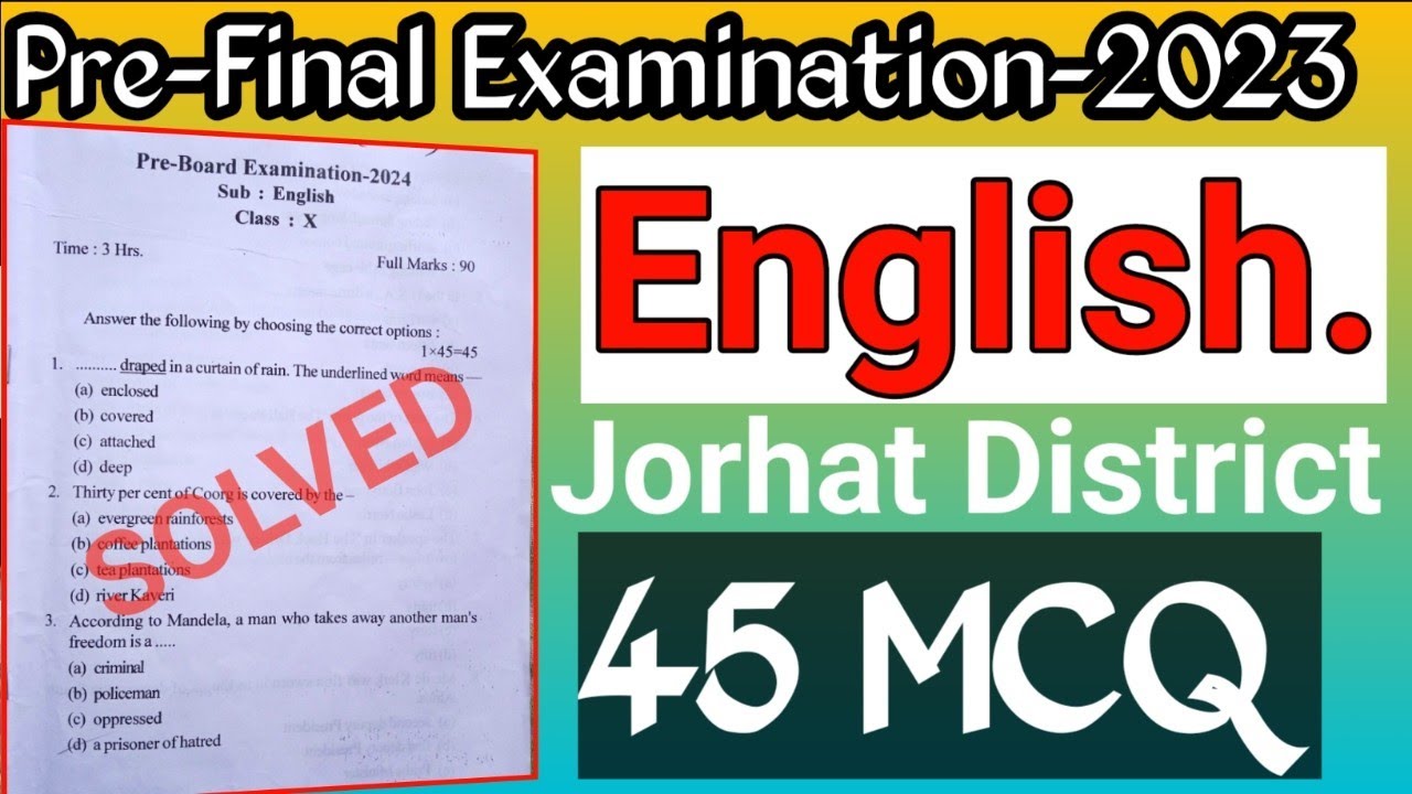 Pre-Final Question paper ENGLISH // HSLC-2024 important question যোৰহাট ...