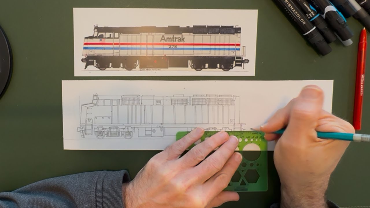 Amtrak F40PH 278 How To Draw A Train with Andy Fletcher Episode 15 Part ...