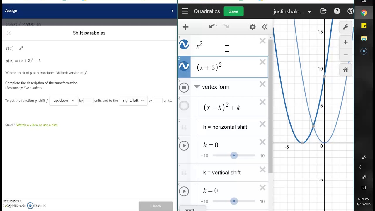 HOW TO : Shift parabolas *EASY* - YouTube