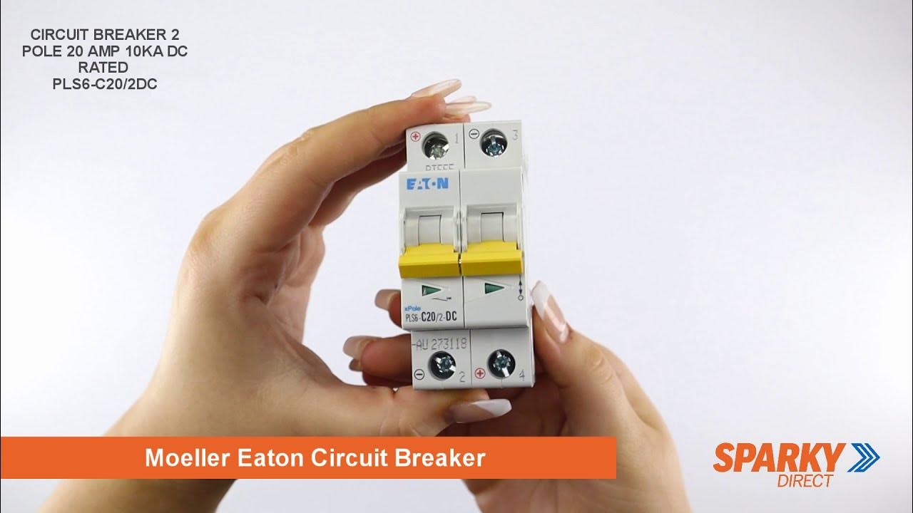 Eaton PLS6-C20/2DC | 20 amp DC Circuit breaker 2 pole 10kA - YouTube