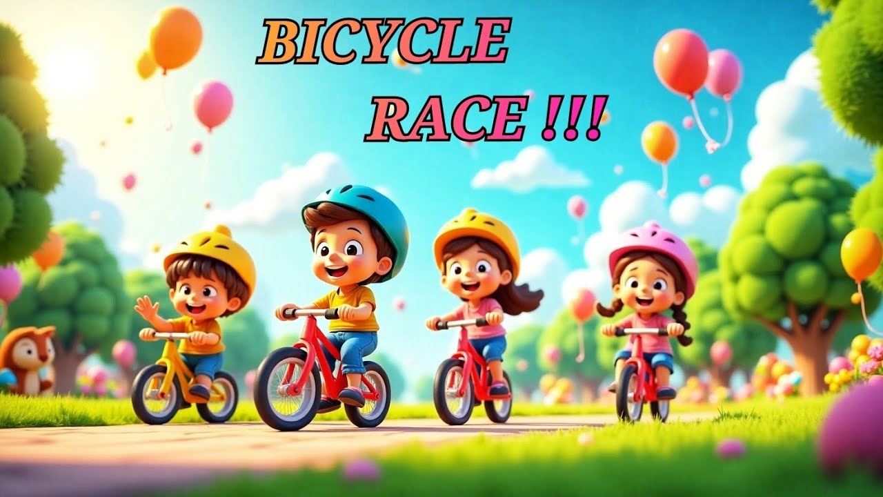 Bicycle Race Rhyme 🚲 | Cartoon Song For Kids | In English | JimJin ...