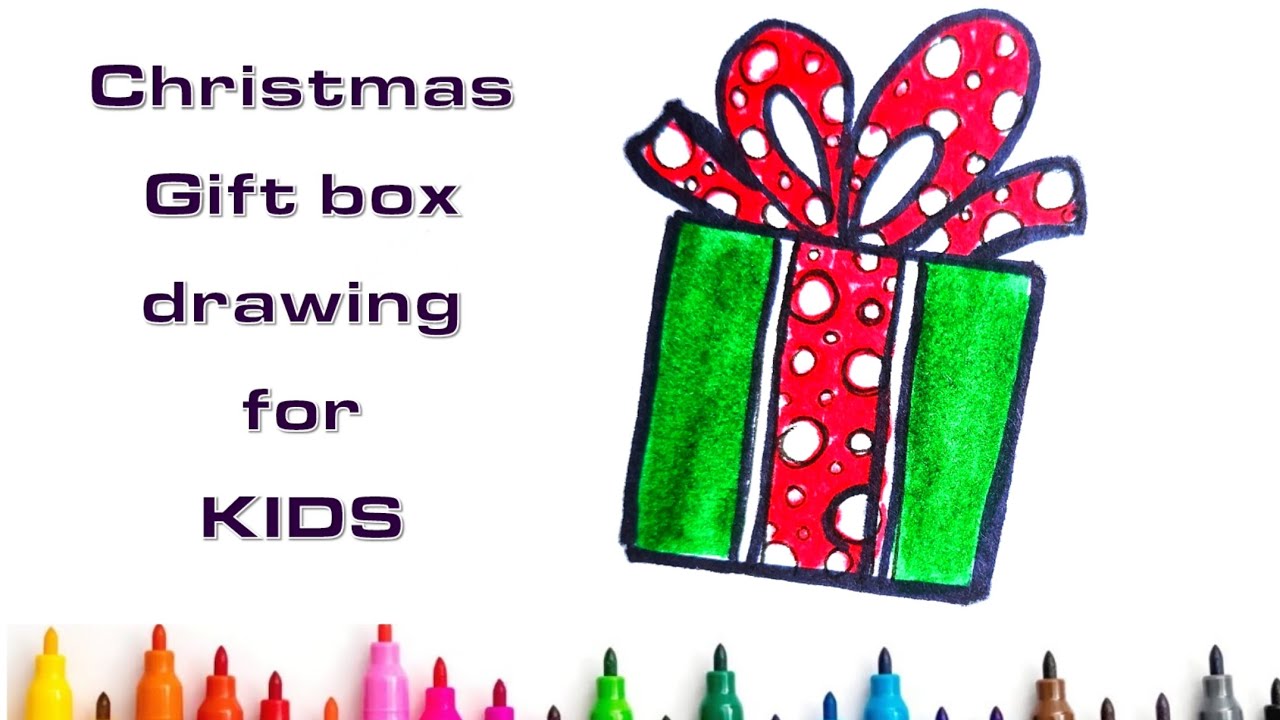 Simple gift box drawing for kids and beginners| simple Christmas ...