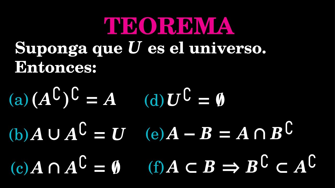 Teoría de Conjuntos: Lección 5 Complemento de un conjunto - YouTube