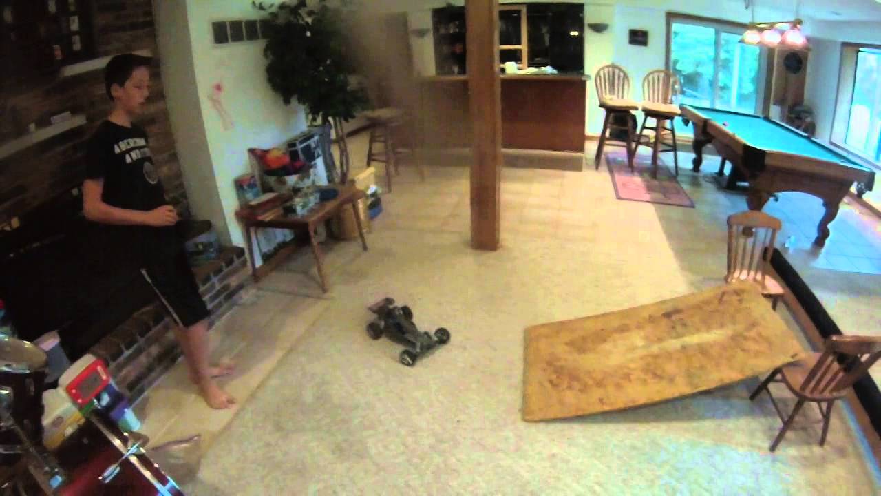 basement rc track, traxxas bandit - YouTube