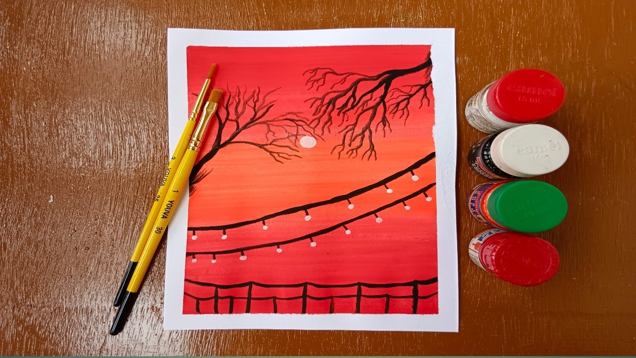 Poster colour painting ideas/ Easy tutorial for beginners/ Step by step ...