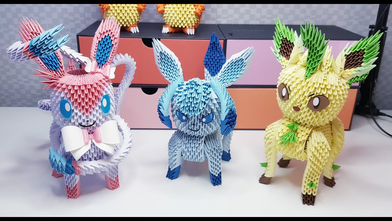 3D origami; Pokemon GlaceonTutorial part 2 - YouTube