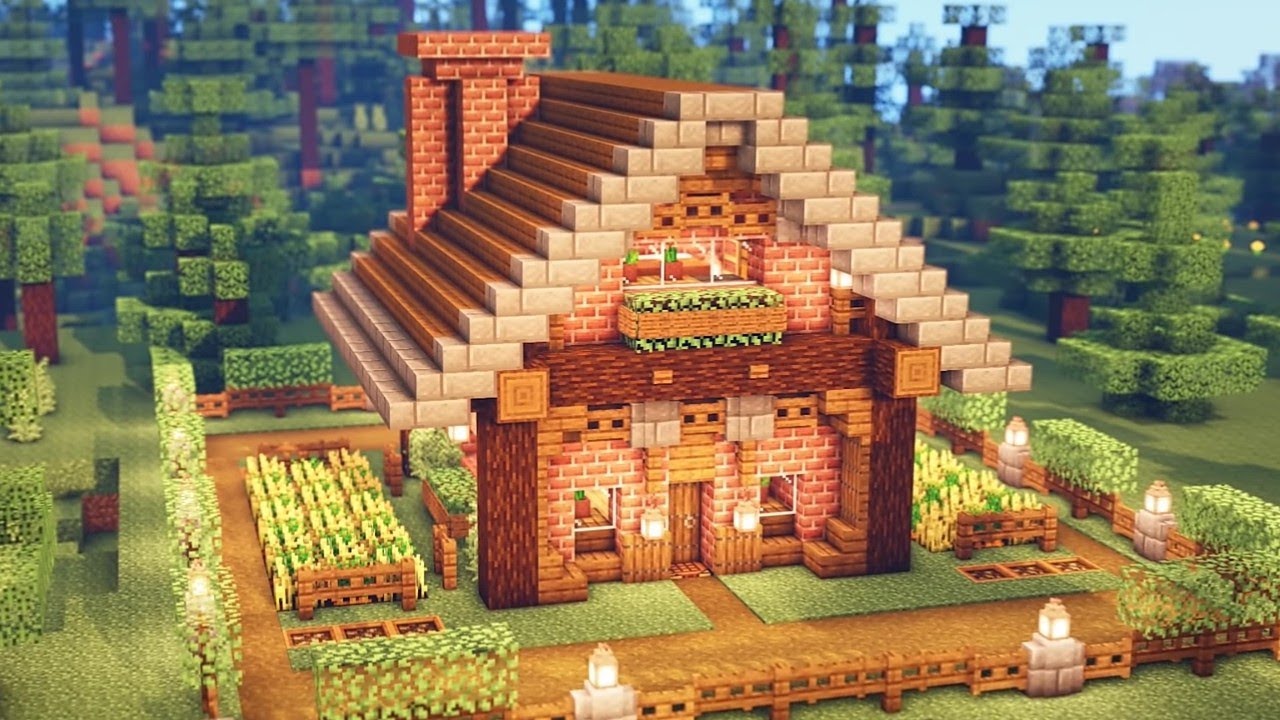 Minecraft: how to make a simple brick house! - YouTube