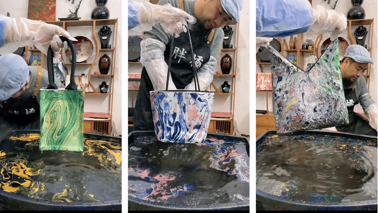 Make beautiful bags through paint pouring art. - YouTube