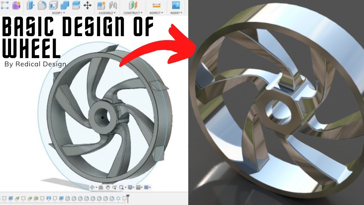 Wheel Design in Fusion 360 | Simple wheel in Cad software - YouTube