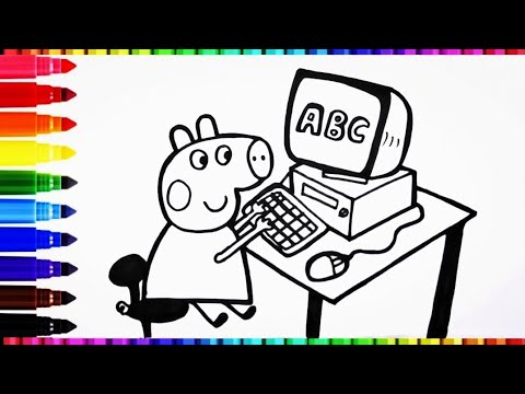 PEPPA PIG🐷and a COMPUTER🖥️ Drawing, Painting and Coloring for Kids ...