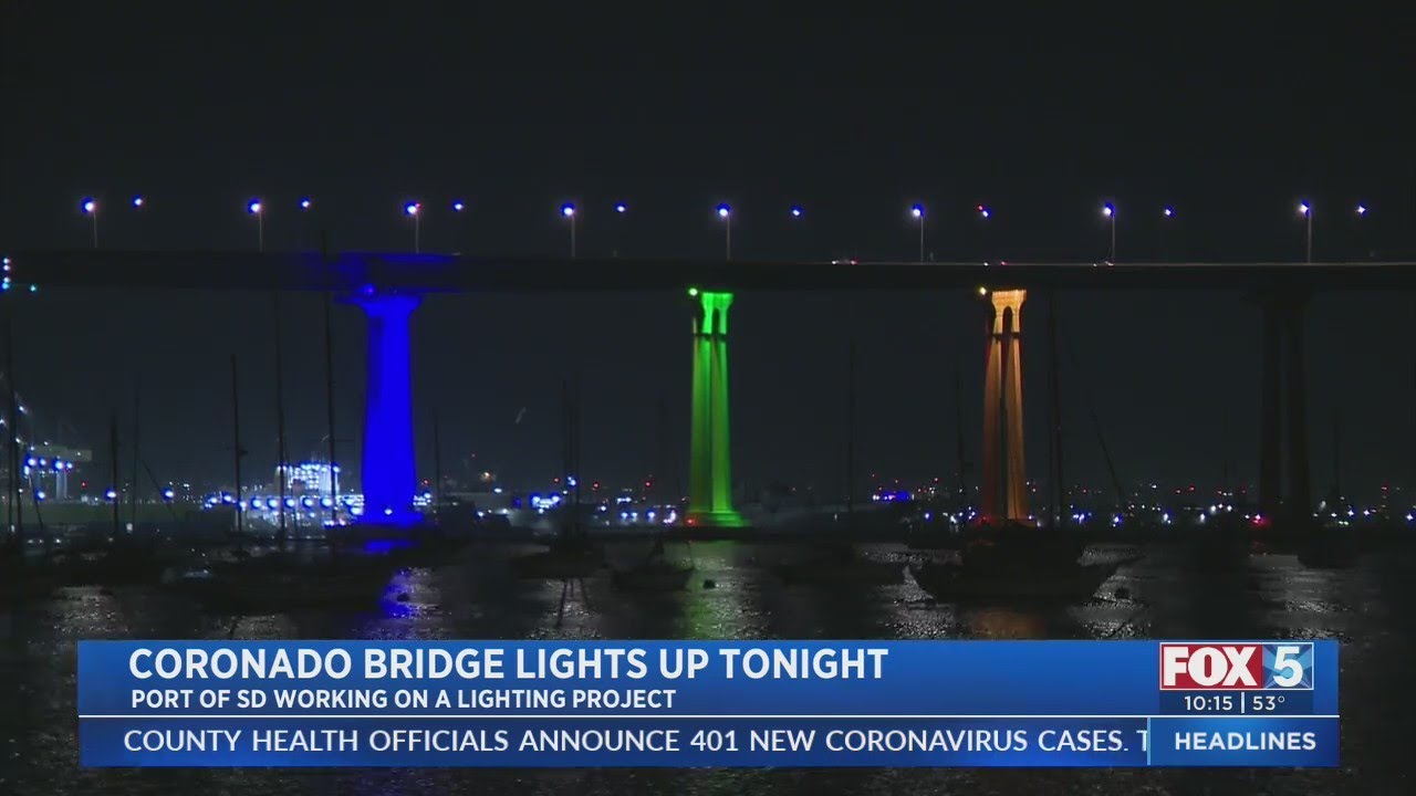 Coronado Bridge Lights Up On Monday - YouTube