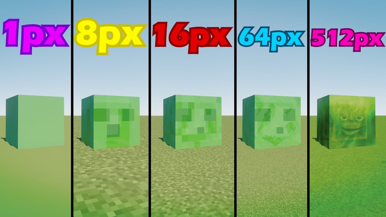 slime in 1px vs 8px vs 16px vs 64px vs 512px - YouTube