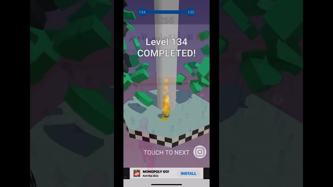 لعبة stack Ball مرحلة 134 الفوز - YouTube