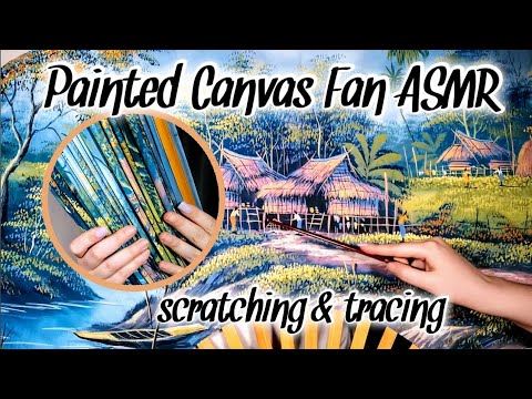 Tracing & Examining Painted Fan from Thailand [ASMR] Soft Spoken 🎍 Tracing & Scratching - Bamboo ...