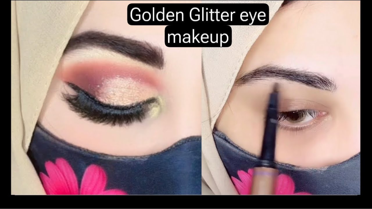 Golden shimmer glitter Eyemakeup Tutorial ||Golden cut crease eyemakeup ...