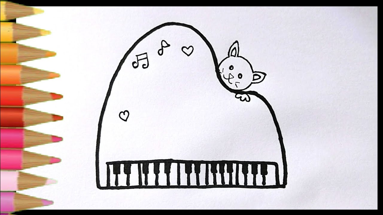 how to draw a cute piano//easy and fast drawing and painting of piano 🖌 ...