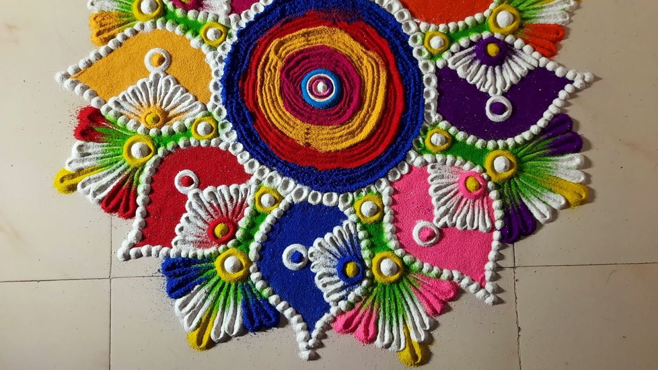 Beautiful multicolored attractive creative awesome festive rangoli|📳 ...
