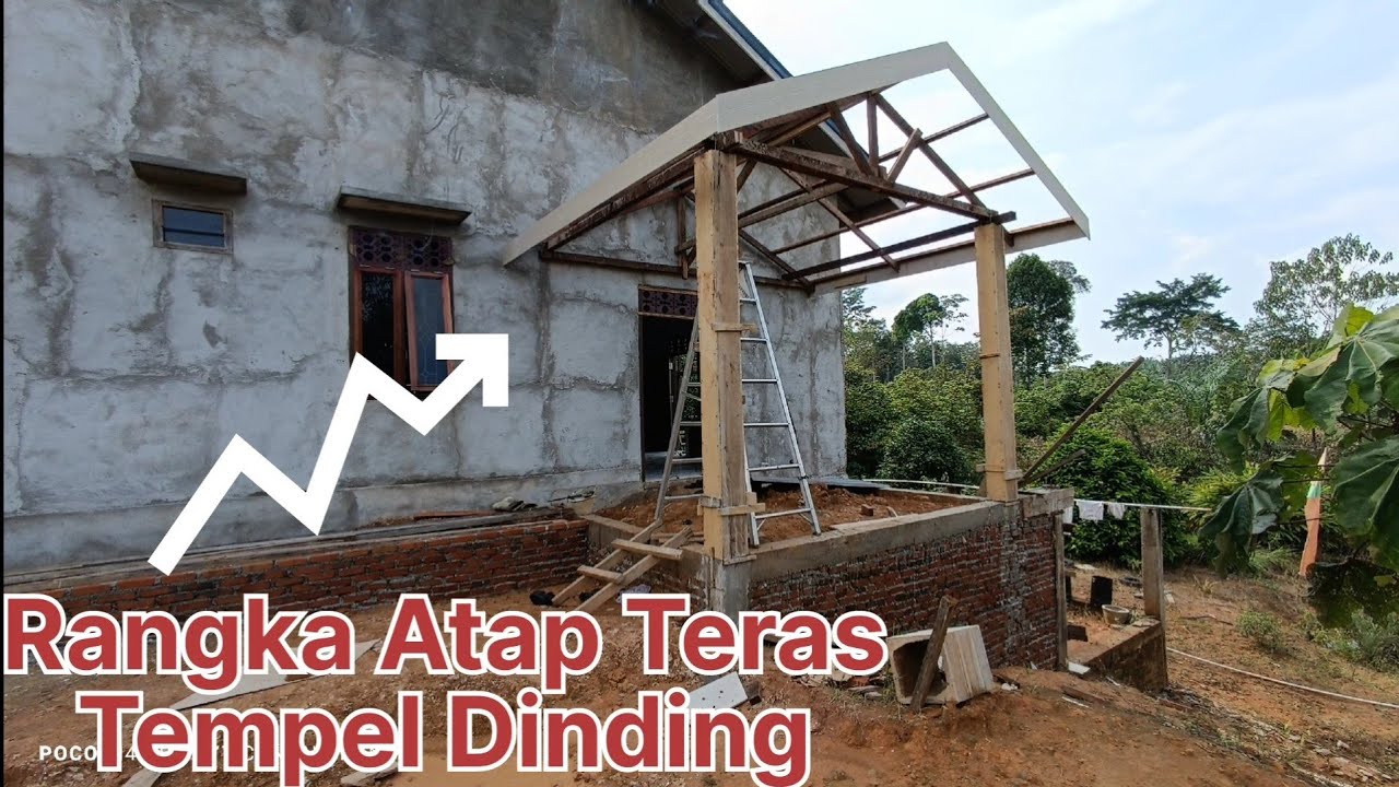 Pasang rangka atap teras nempel dinding - YouTube