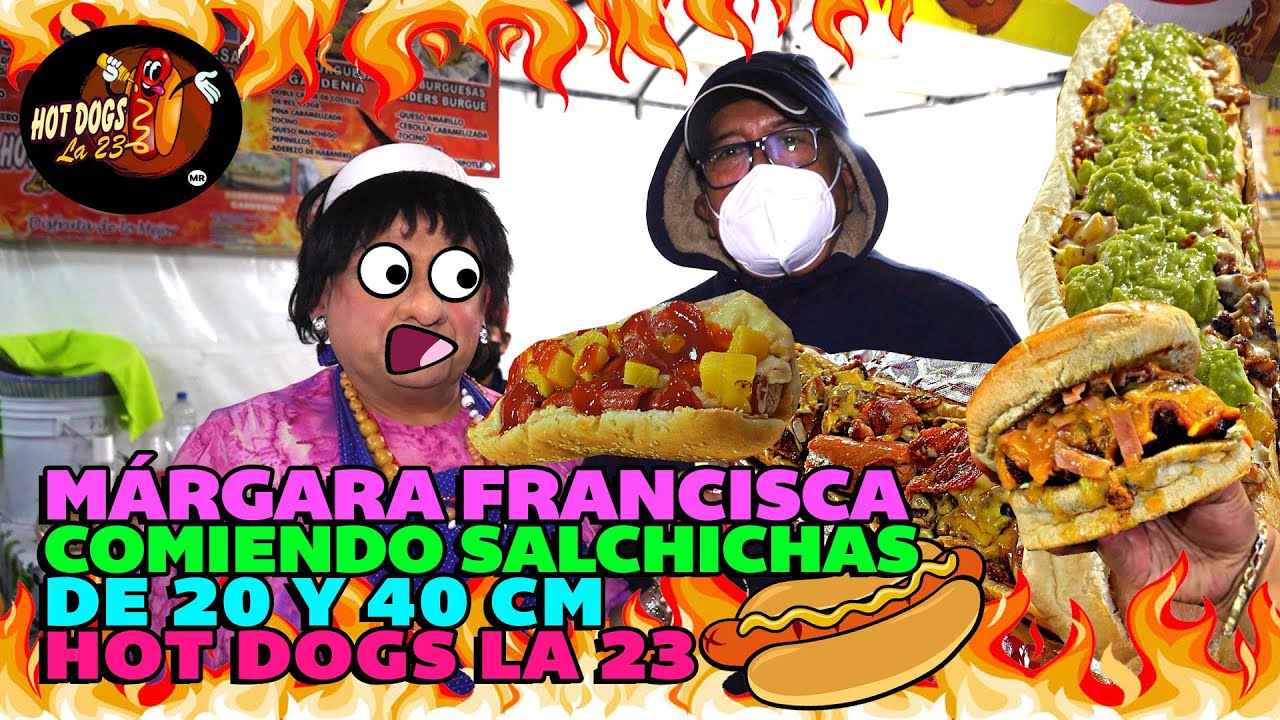 Doña Márgara comiendo salchichas de 20 y 40 cm - YouTube