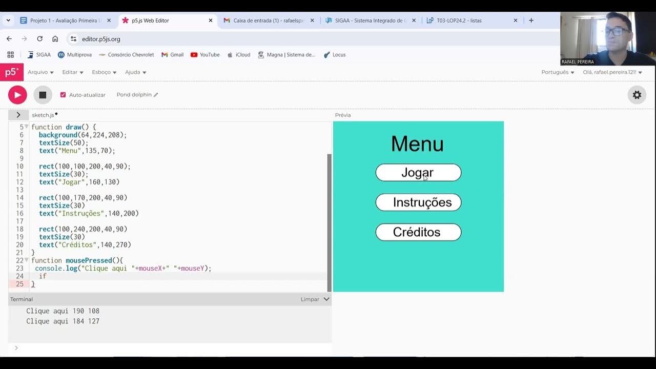 criando menu em p5.js - YouTube