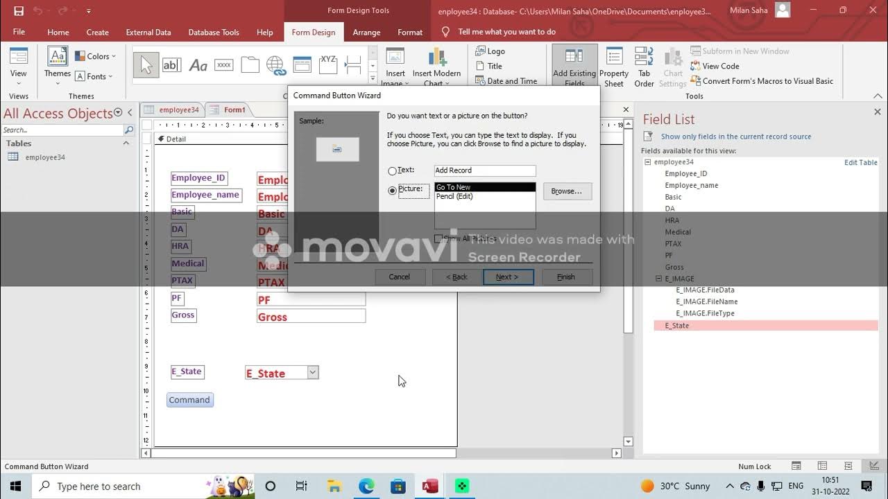MS Access 2( MS Access How to Make a form and How to insert , save, Print data form the table ...
