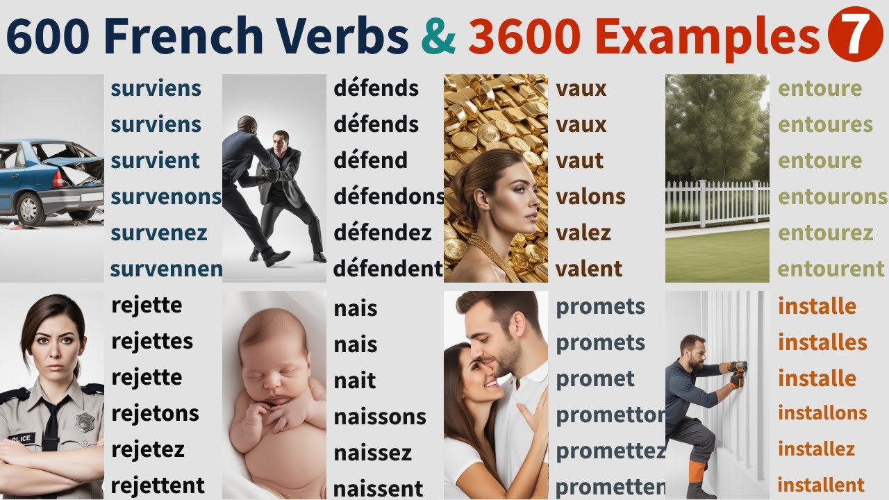 600 French Verbs conjugations & daily Sentence Examples & pictures ...