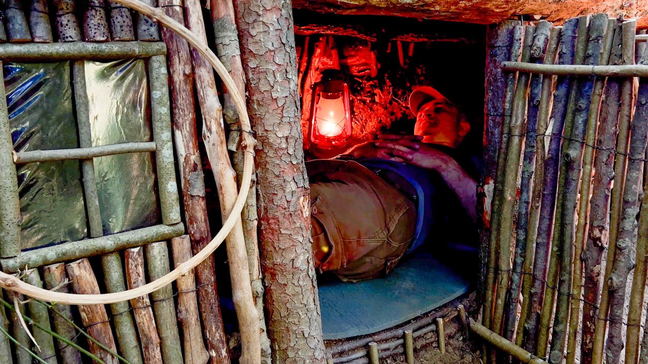 Building a Hidden Underground Shelter in the Forest in 2 Days. Start ...