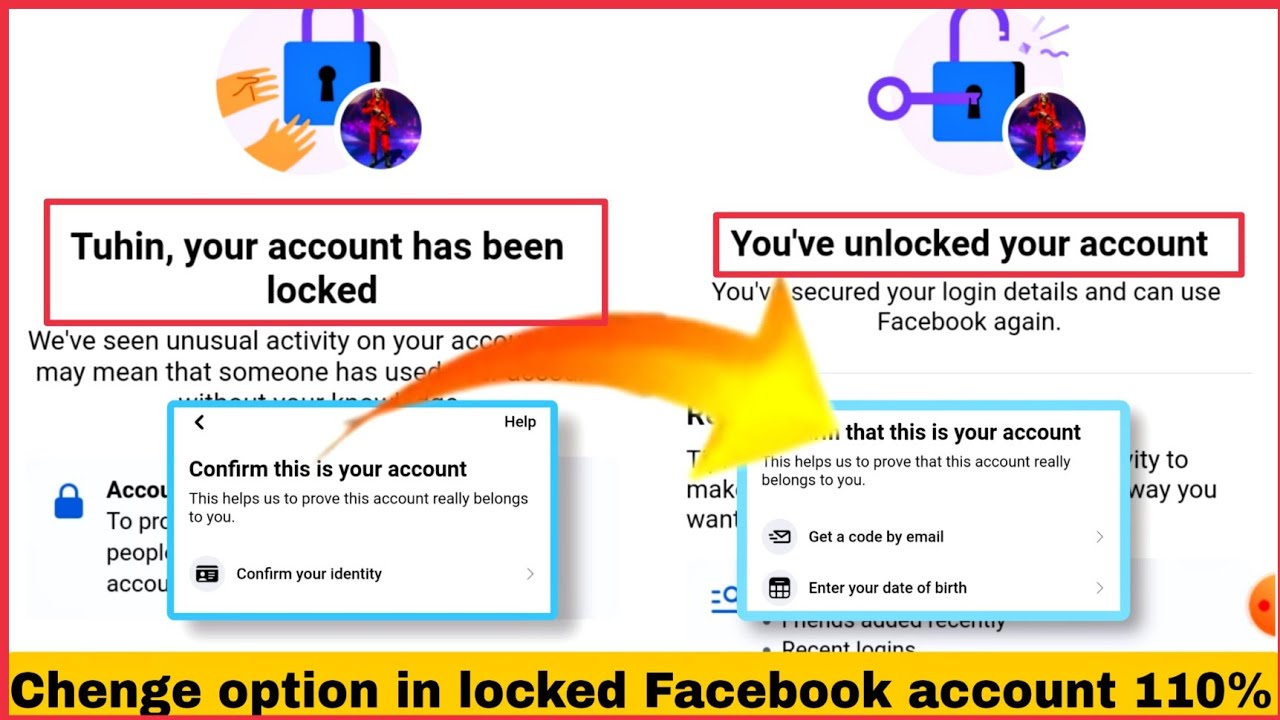 Get start Confirm your identity unlock without identity | Chenge option ...