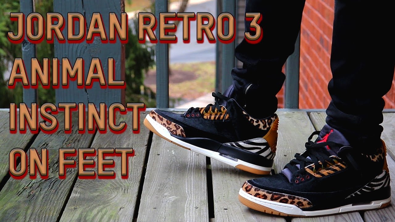 Jordan Retro 3 Animal Instinct On Feet Review - YouTube