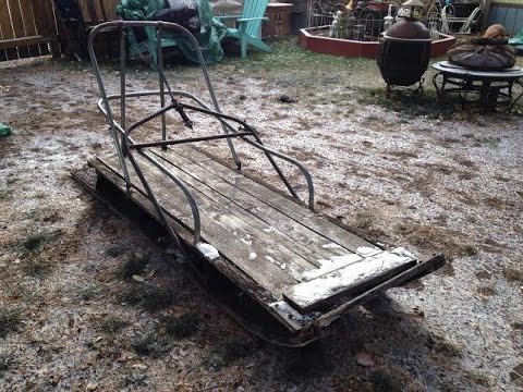 Antique wooden trappers dog sled - YouTube