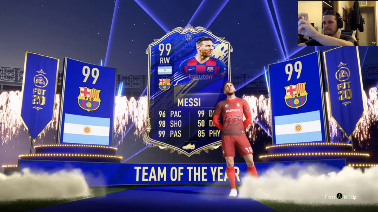 I PACKED 99 RATED MESSI!!! (FIFA 20 TOTY) - YouTube
