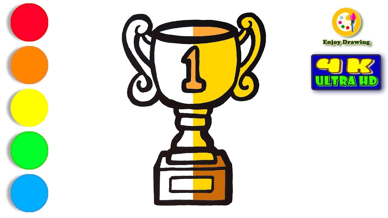 Throphy Drawing 🏆:How to Draw throphy EASY for Kids, Step by step ...