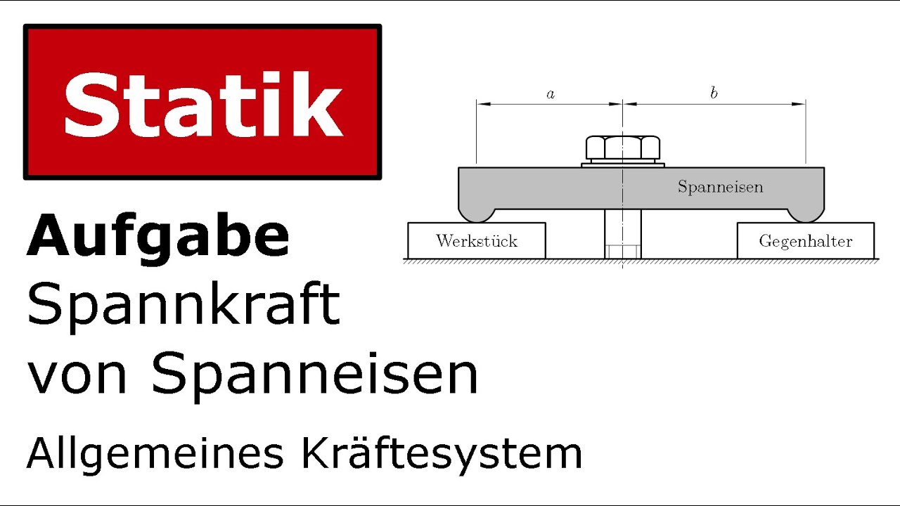 🔧 Spannkraft von Spanneisen berechnen [Technische Mechanik, Statik ...
