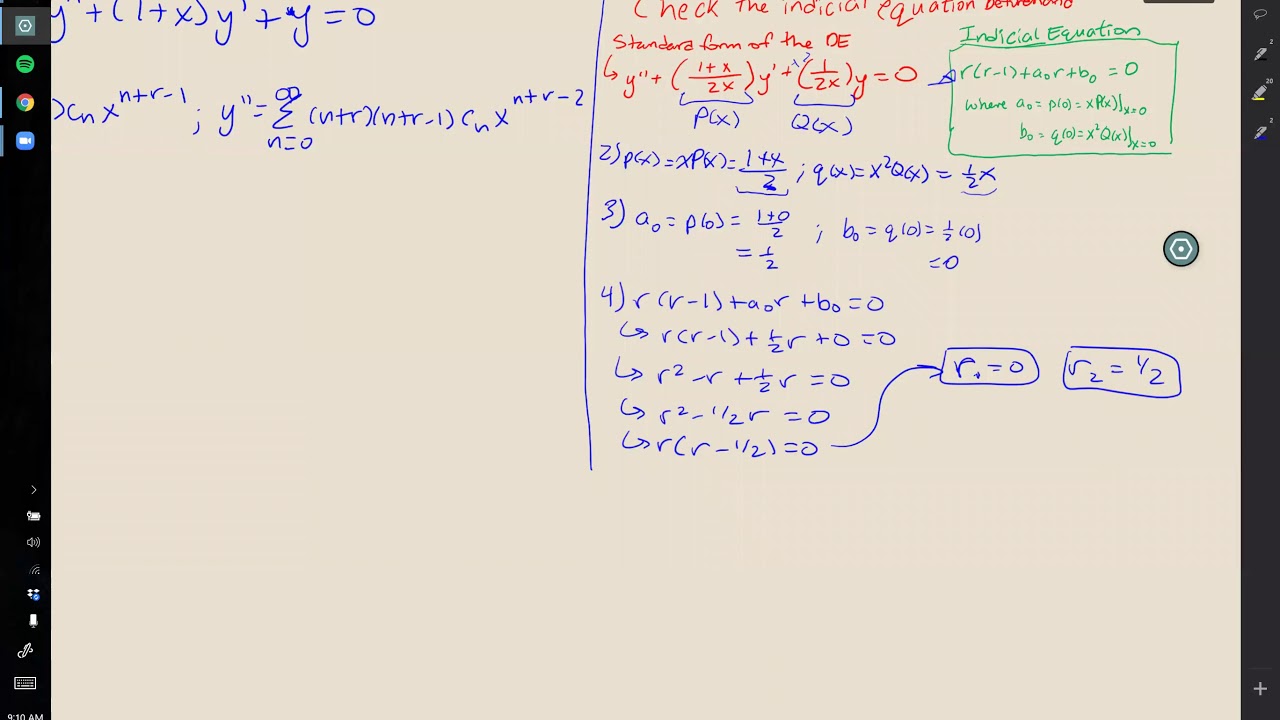 Math 240 Differential Equations - 6.3: Method of Frobenius (Part 2 ...