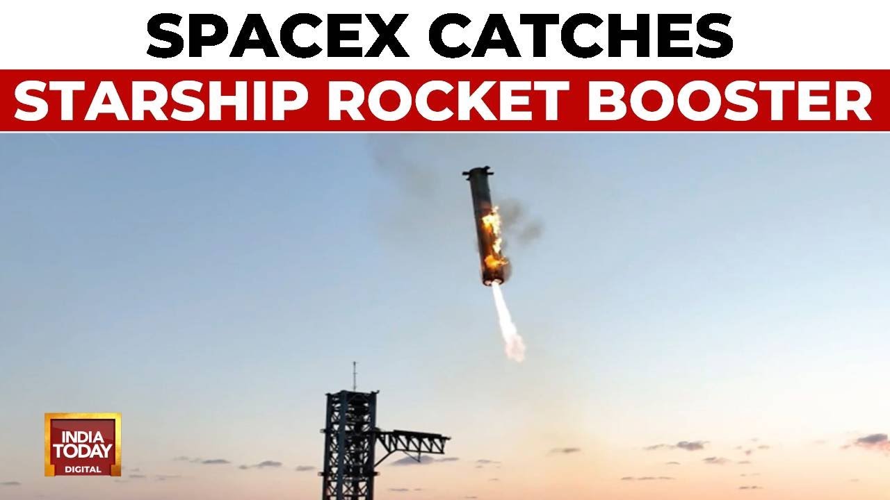 Watch: Mechanical Spacex Arms Catch Starship Rocket Booster Back At Launch Pad - YouTube
