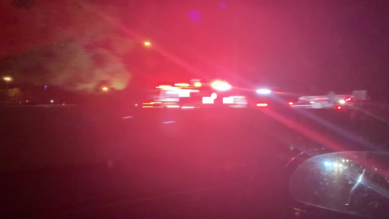 18-wheeler Catches Fire on I-10 - YouTube